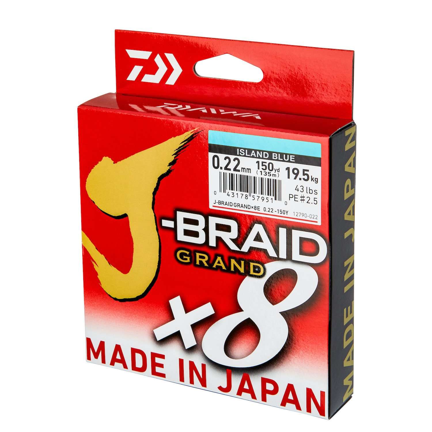 DAIWA J-Braid Grand X8, 135m, blue, Braided Fishing Line 0.16mm / 10kg ...